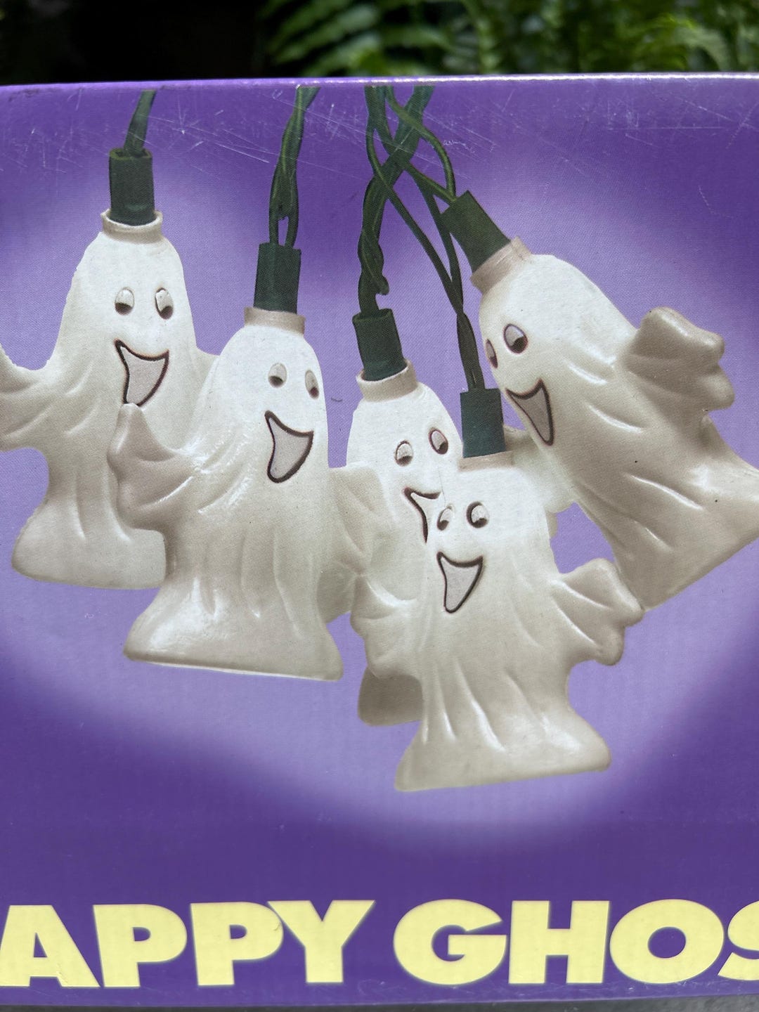 Vintage Halloween Happy Ghost String Lights, 10 Plastic Blow Molds ...