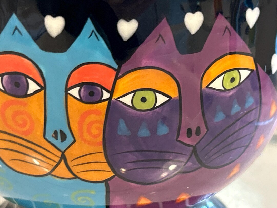 Laurel Burch Cat Footed Bowl Ganz, 1990s 5" Whimsical Cats and Hearts ...