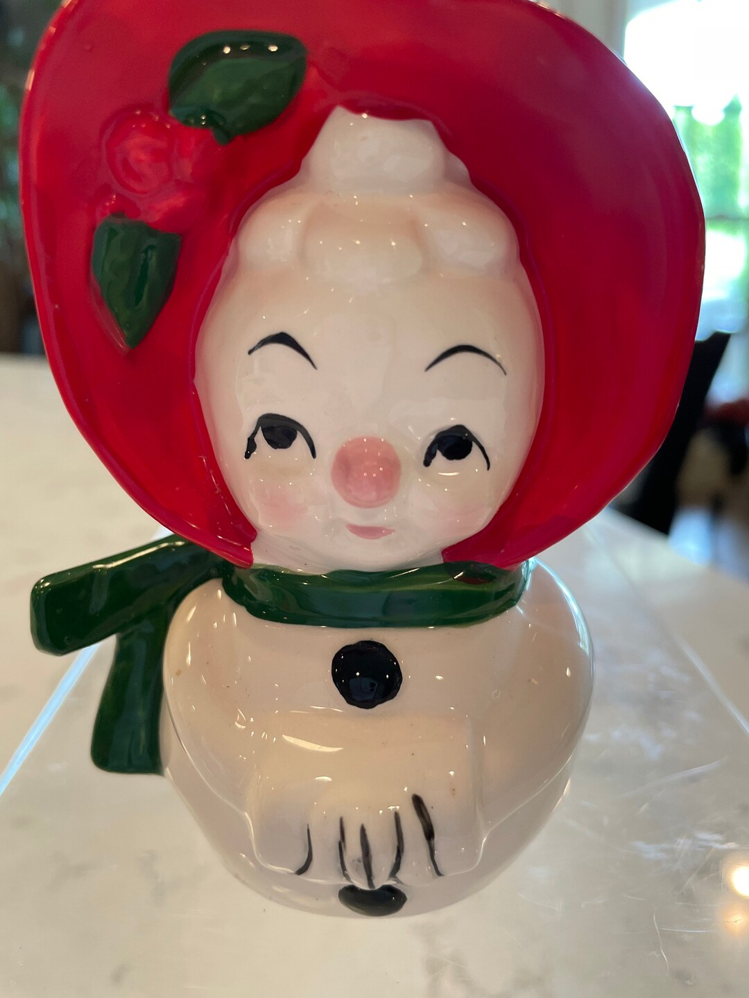 Lefton Vintage Christmas Ceramic Snowman Woman W/ Muff & Bonnet Card ...
