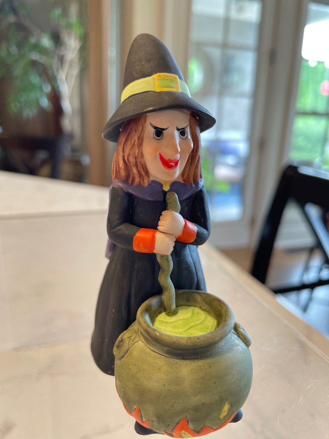 Vintage Halloween Witch and Cauldron Figurine Russ Berrie and Co Witch ...