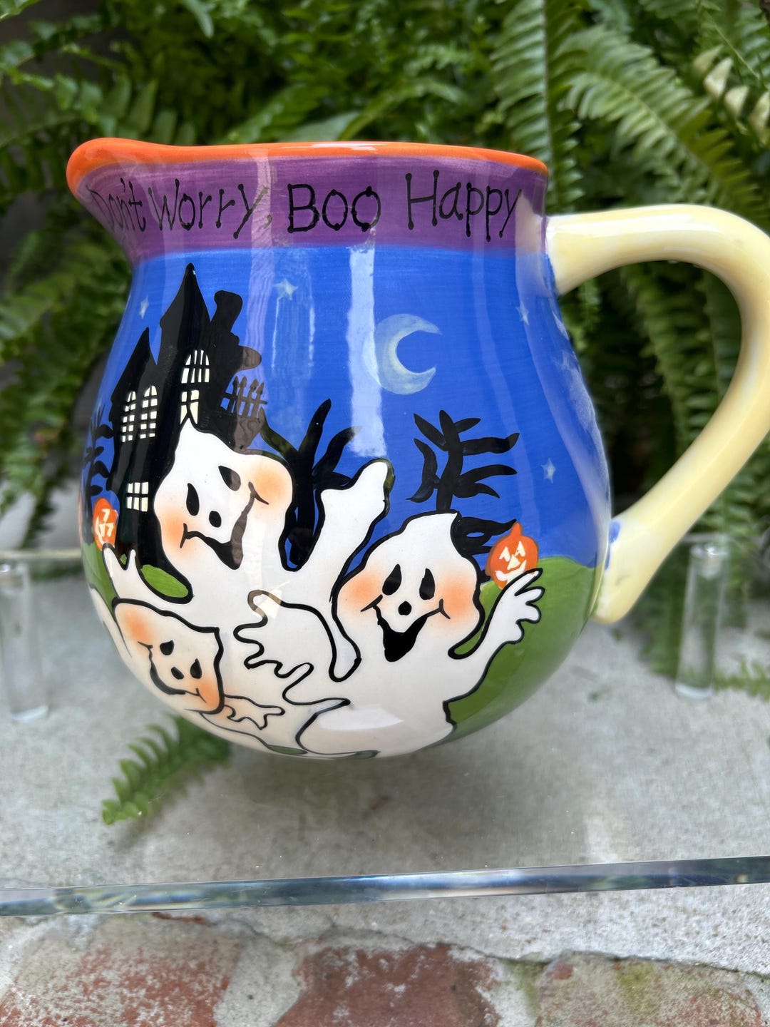 Cute Vintage Halloween Pitcher 'don't Worry, Boo Happy' Halloween ...
