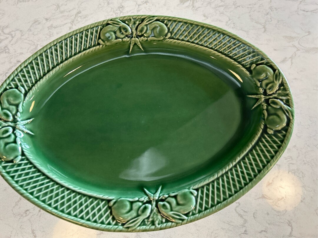 BORDALLO PINHEIRO Bunny Rabbit Lattice Easter Platter Portuguese ...