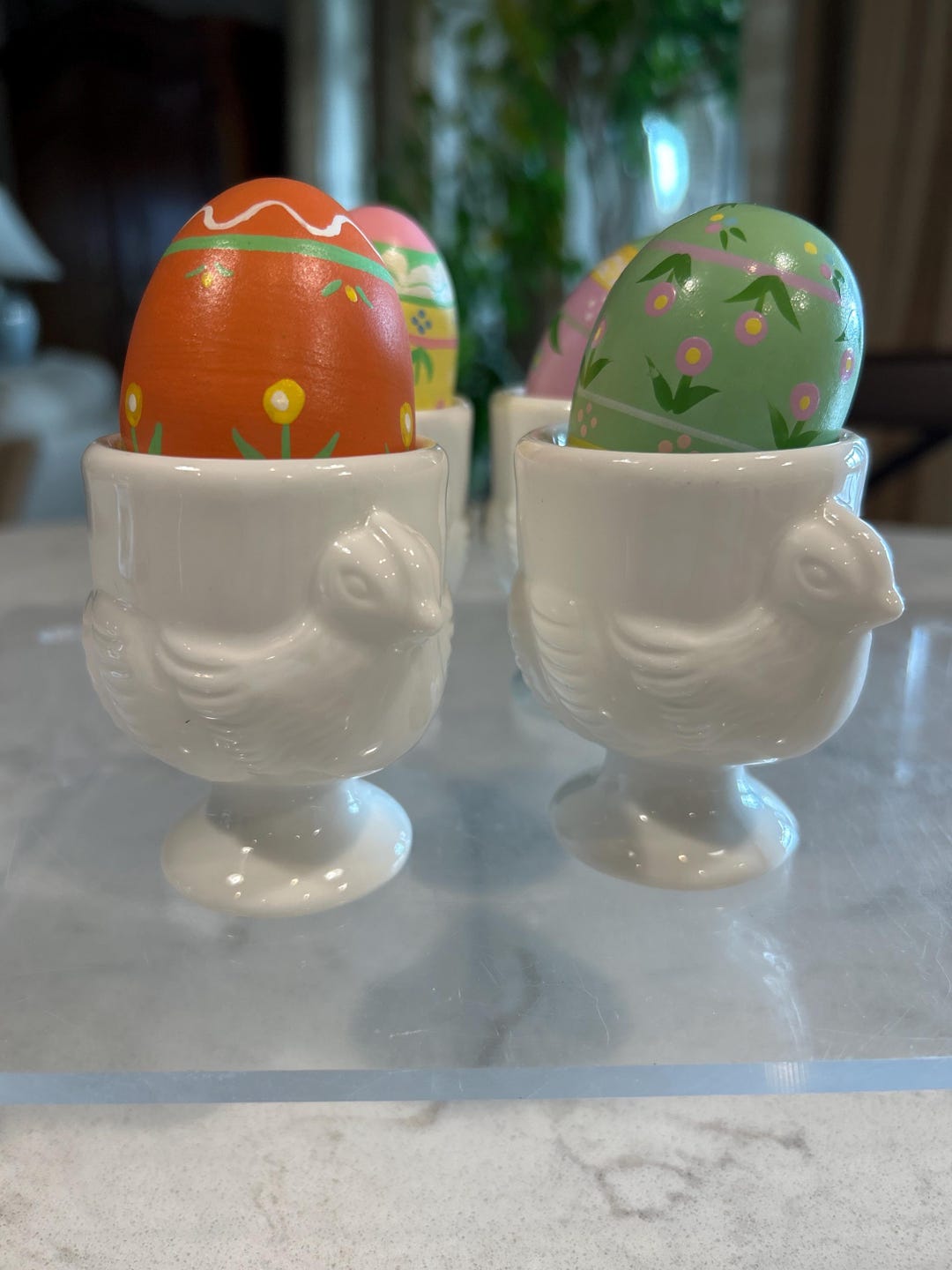 White Porcelain Easter Egg Chick Cups Egg Cups, Set of 4, Easter ...