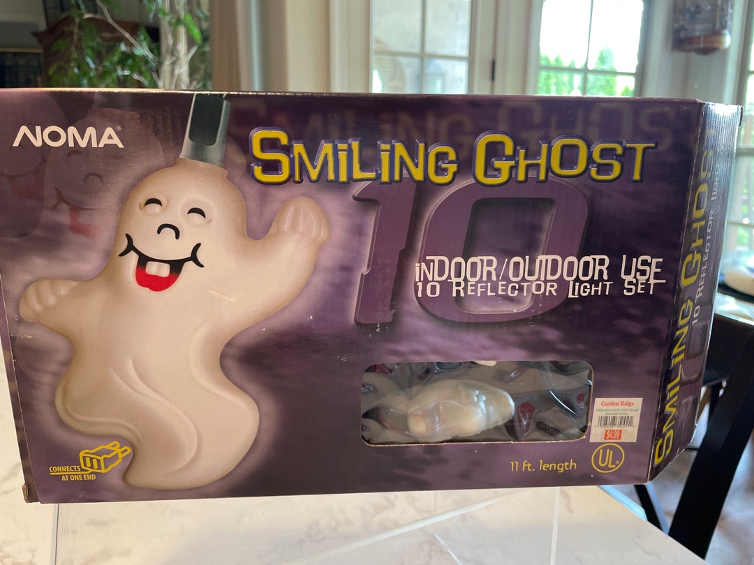 Vintage Noma Halloween Smiling Ghost String Lights Blow Mold Ghost ...