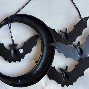 Halloween Crescent Moon Bats Cast Aluminum Wall Hanging , Halloween ...