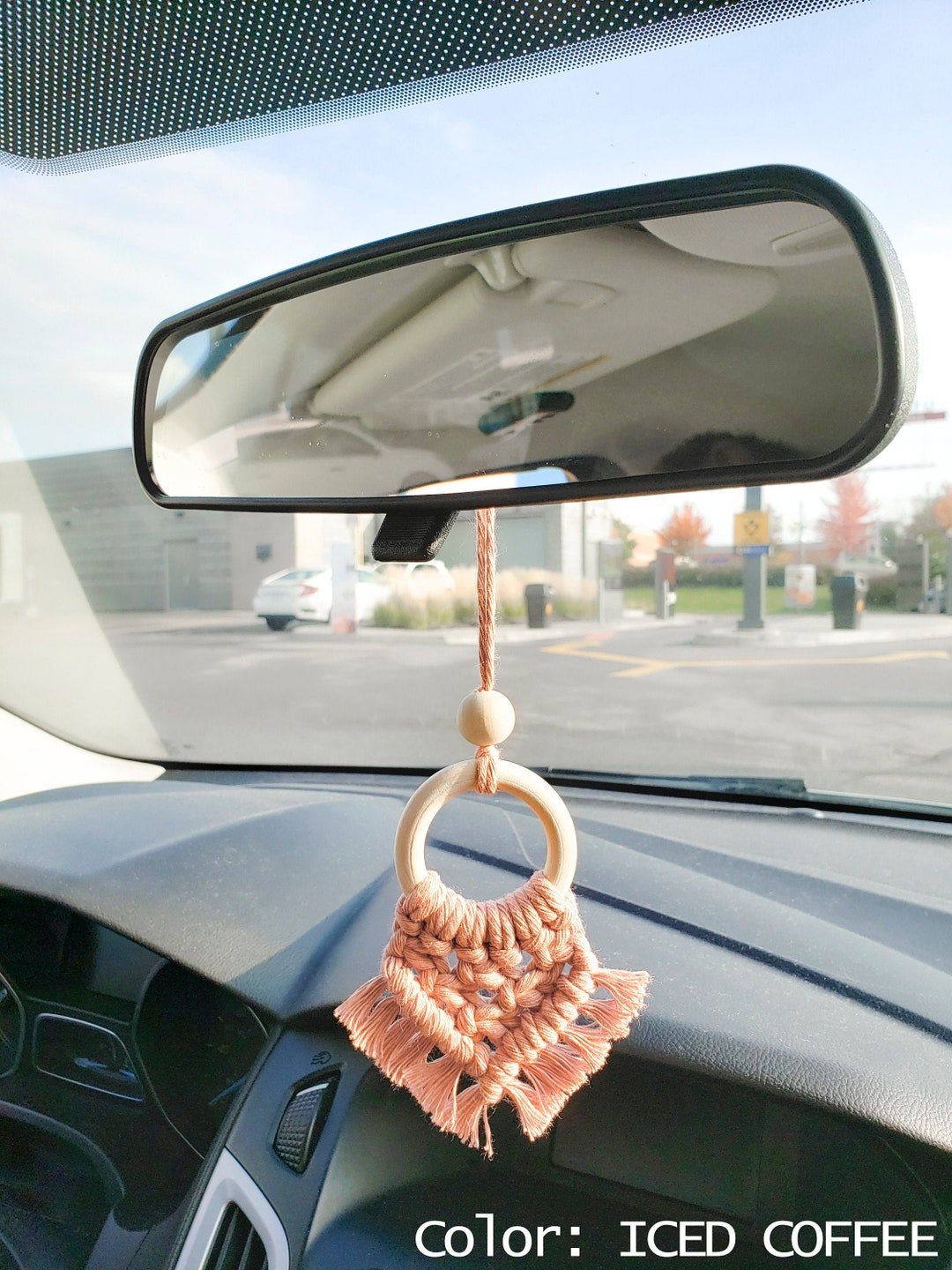 Boho Macrame Car Diffuser, Essential Oil Diffuser, Rear View Mirror Car ...