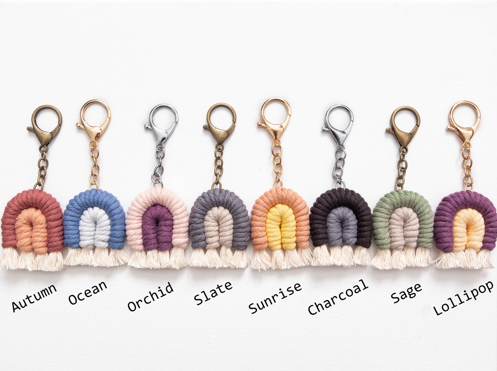 Mini Macrame Rainbow Keychain, Key/purse/bag/handbag Charm Keyring ...