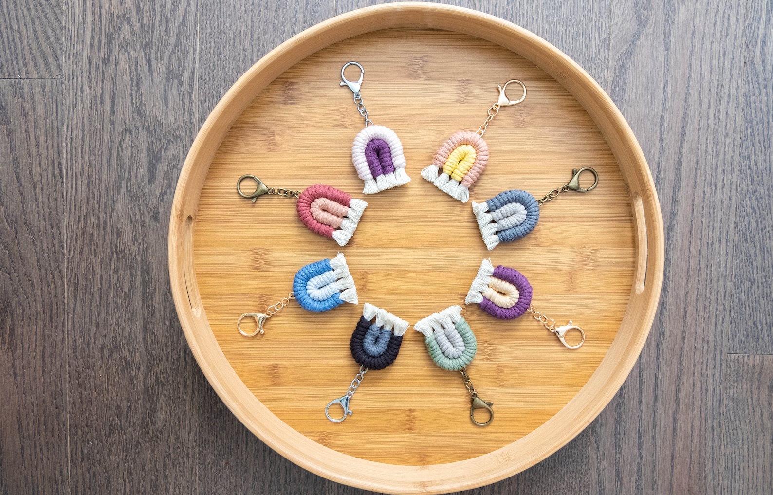 Boho Rainbow Keychain Charms Mini Macrame Rainbow Key Chain | Etsy