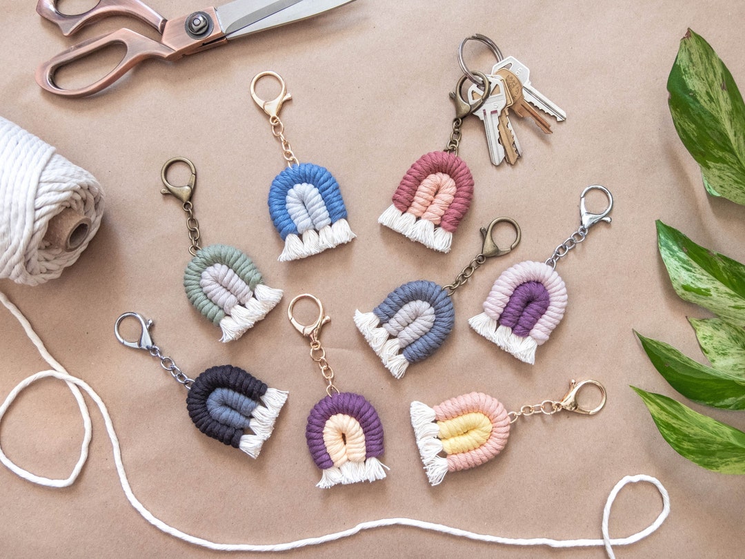 Mini Macrame Rainbow Keychain, Key/purse/bag/handbag Charm Keyring ...