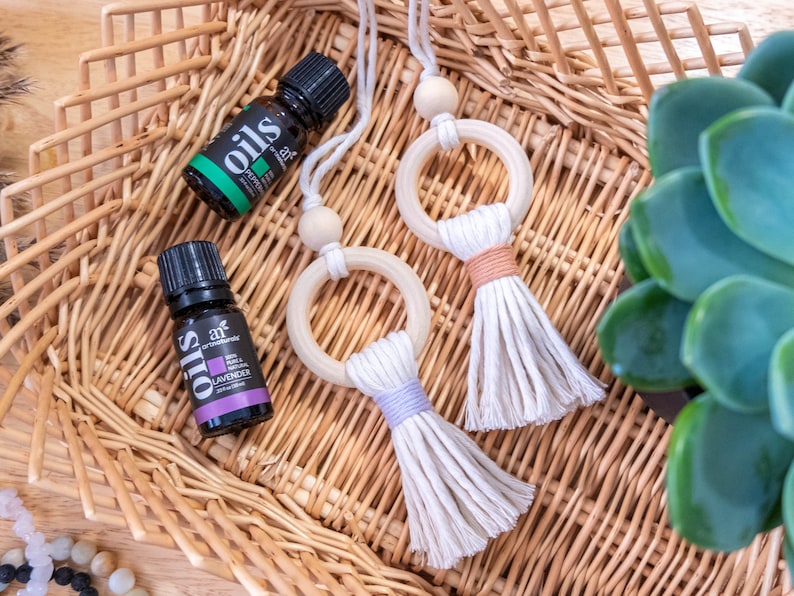 Macrame Tassel Car Essential Oil Diffuser Boho Car Charm | Etsy