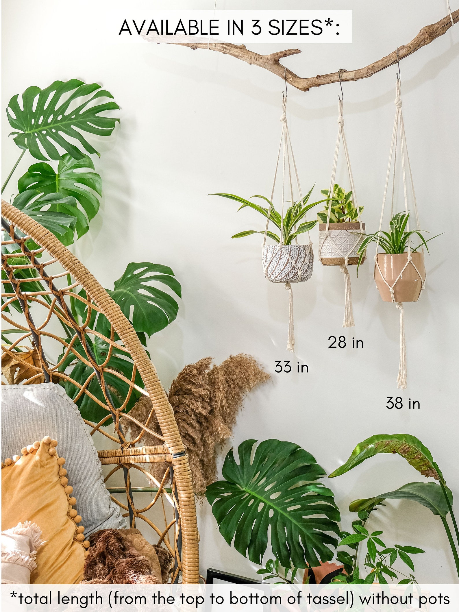 Macrame Minimal Plant Hanger, Minimalistic Plant Hanger, Plant Related ...