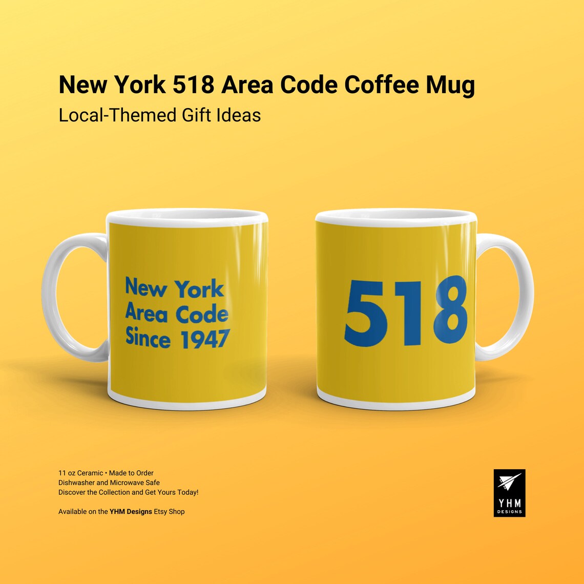518 AREA CODE Coffee Mug // New York // Albany Schenectady | Etsy