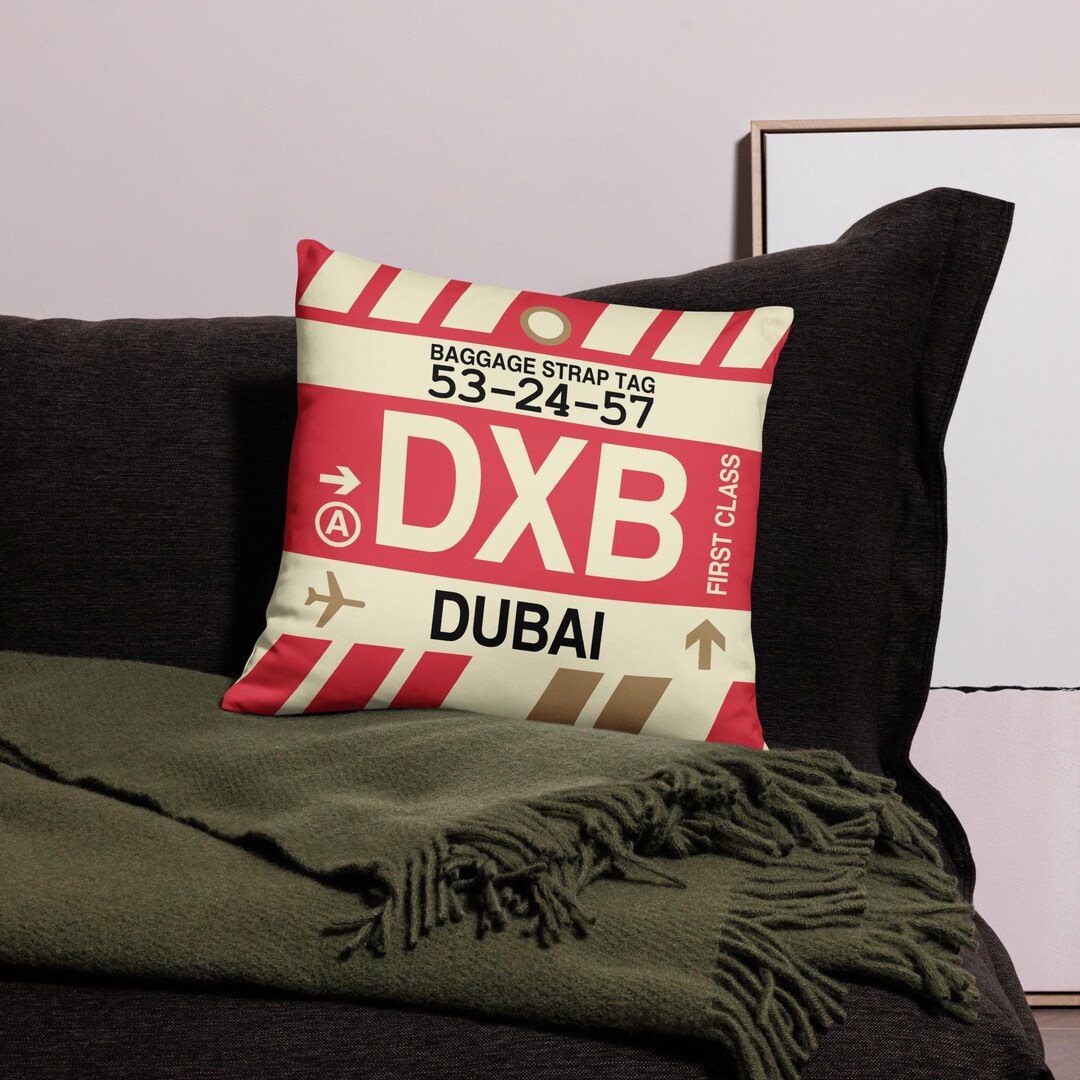 DUBAI United Arab Emirates Throw Pillow • DXB Airport Code • Travel ...