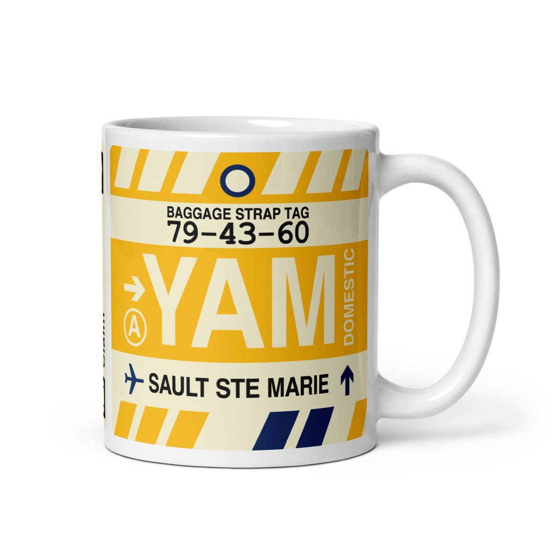 Sault-ste-marie Coffee Mug • Vintage Baggage Tag Design With the YAM ...