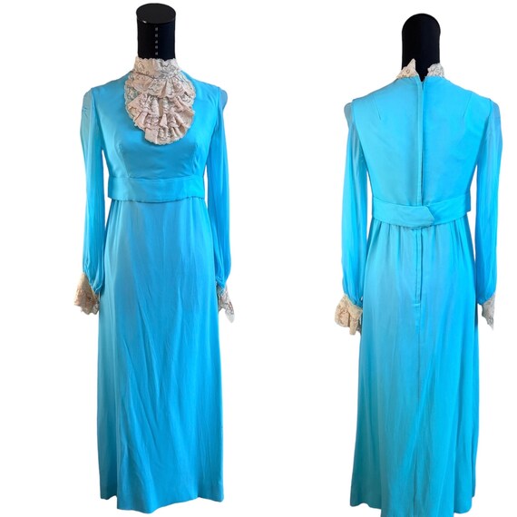 1960s Vintage Blue 1960s Long Dress Sixties Vintage … Gem