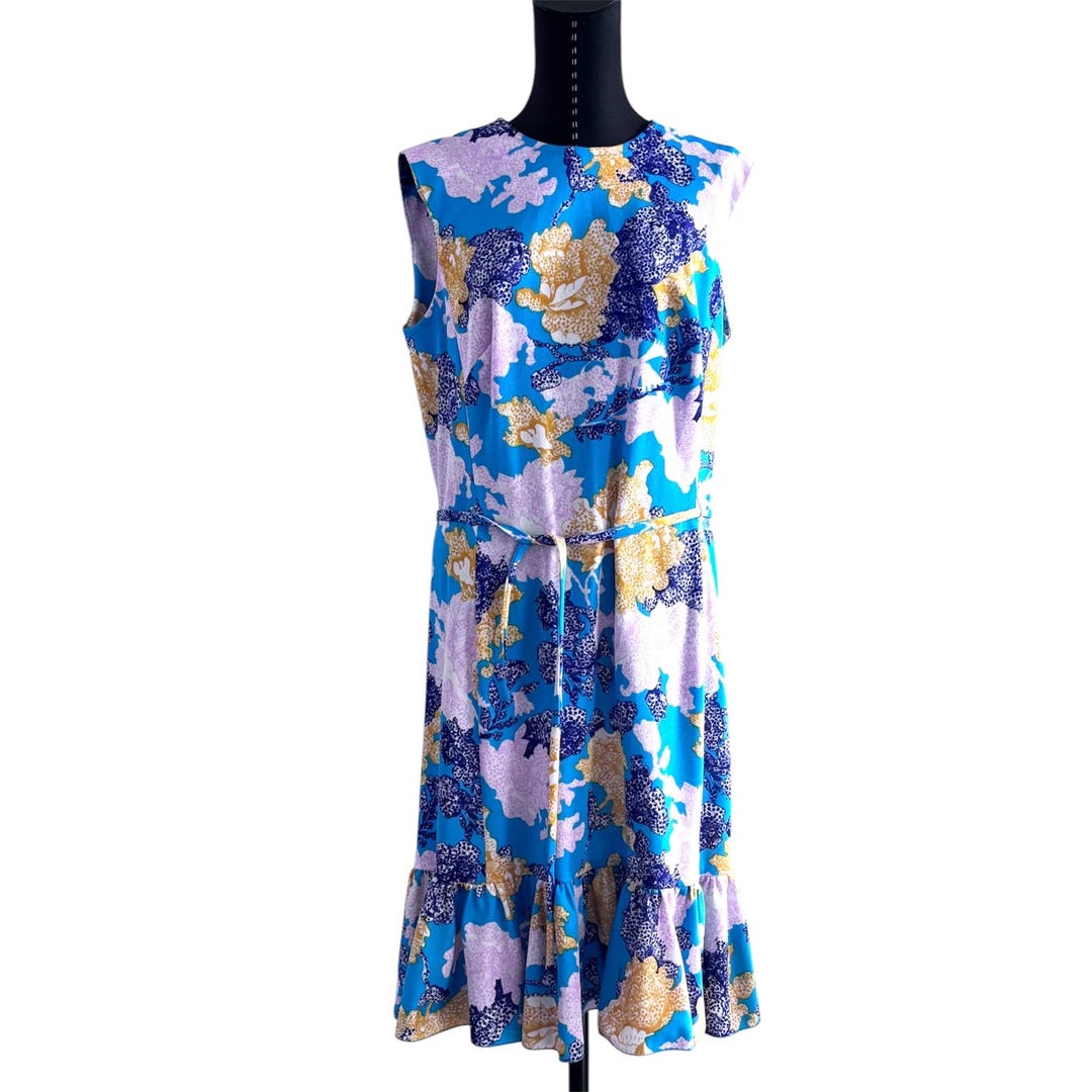 70s Edith Flagg Sleeveless Dress, Ruffle and Belted 1970s Edith Flagg ...