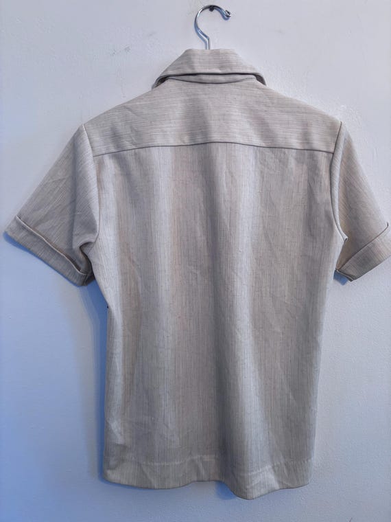 1960s Vintage Men’s Mod Polo Shirt, Tan/Brown Daccord… - Gem