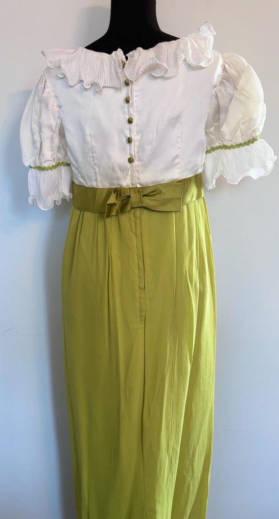 1960s Edwardian Style Dress, Puff Sleeves High Ruffle… - Gem