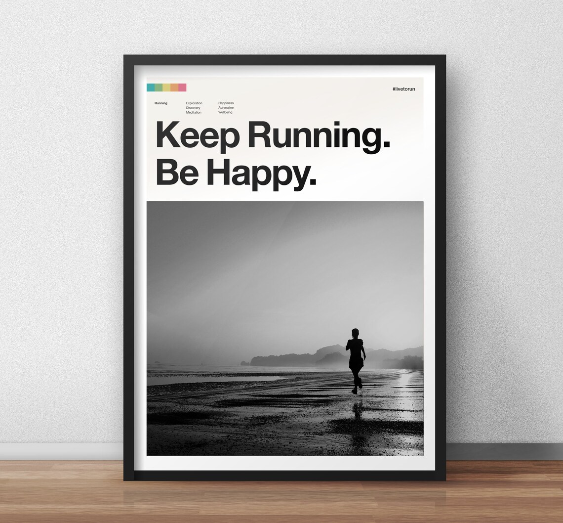 Keep Running Be Happy Runner Art Print | Etsy