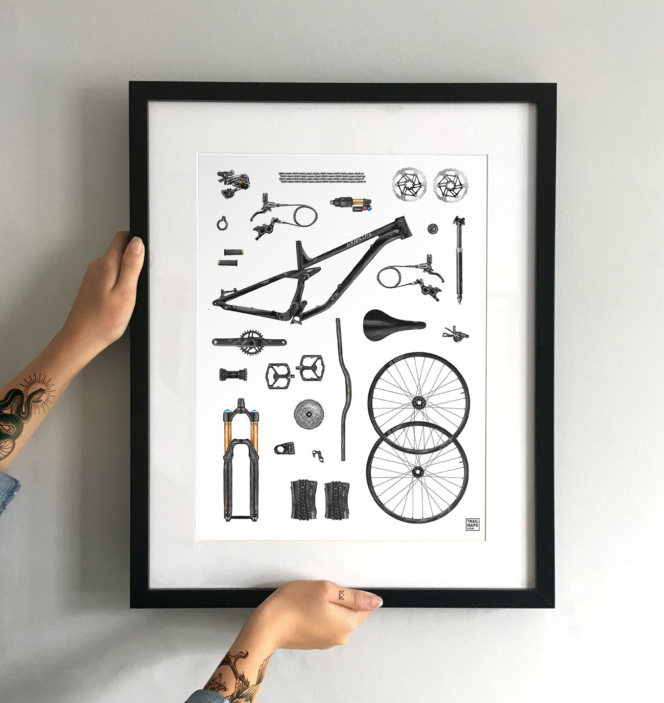 Mountain Bike Art Print 'the Build' MTB Poster | Etsy UK