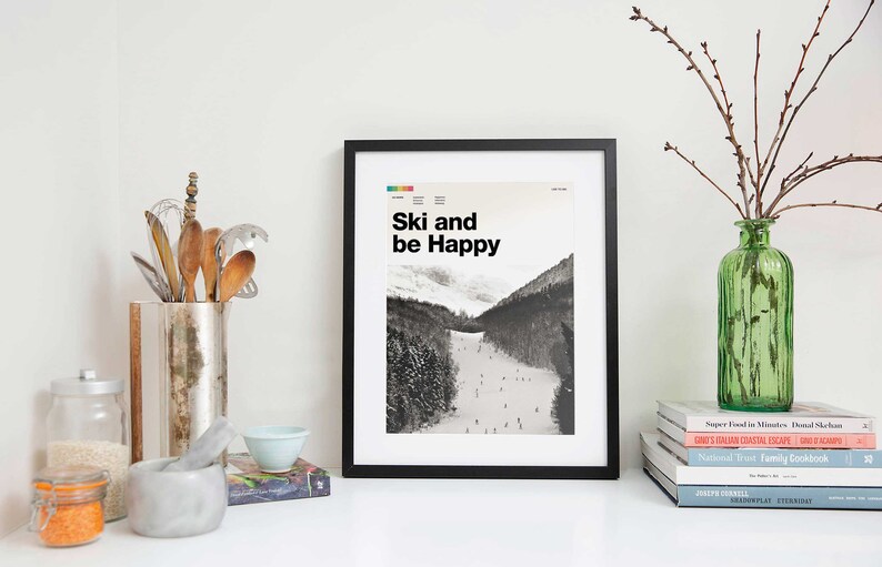 Ski and Be Happy - Skiing Art Print Poster for Skiers - Etsy