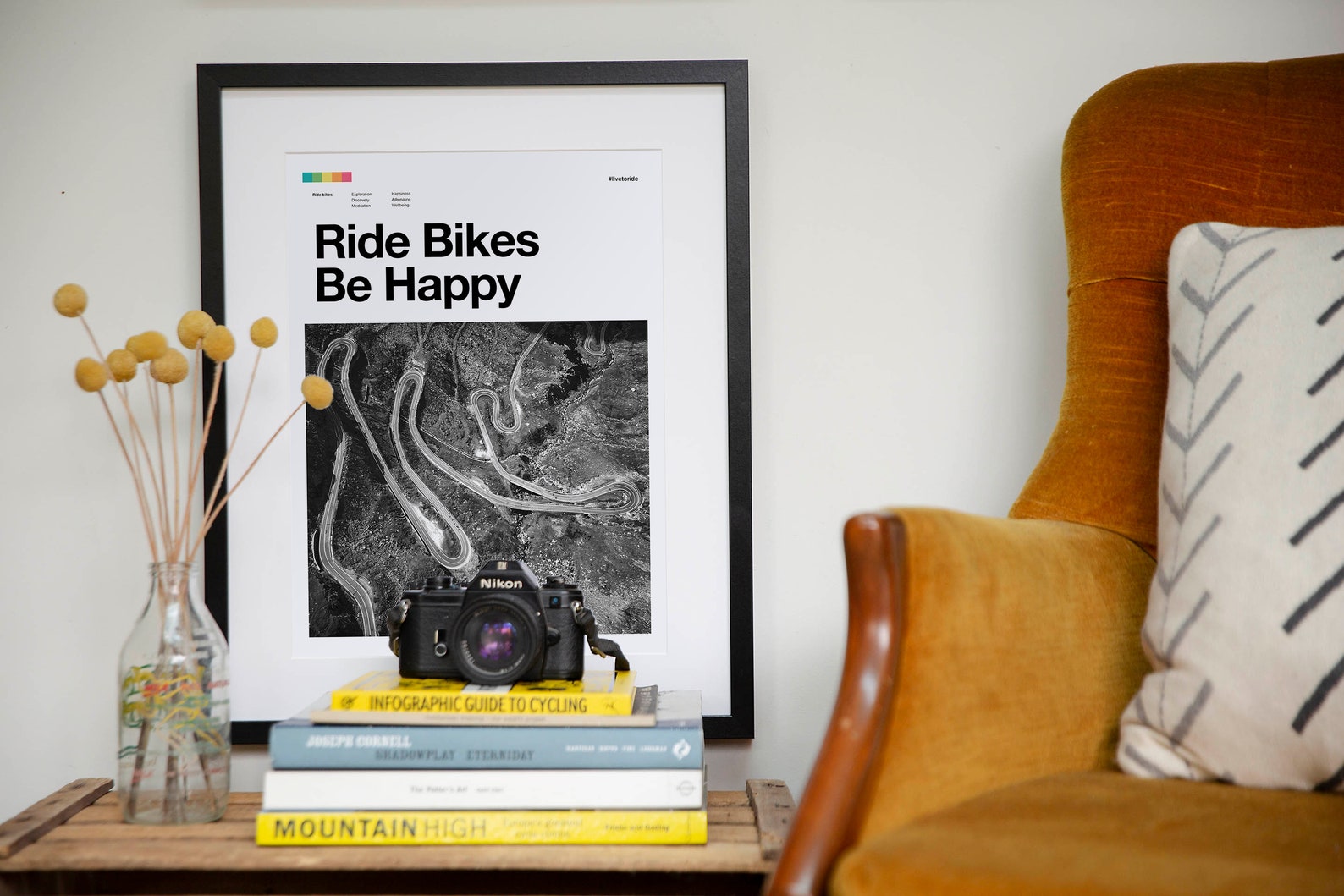 Road Cycling Art Print - Ride Bikes Be Happy - Etsy
