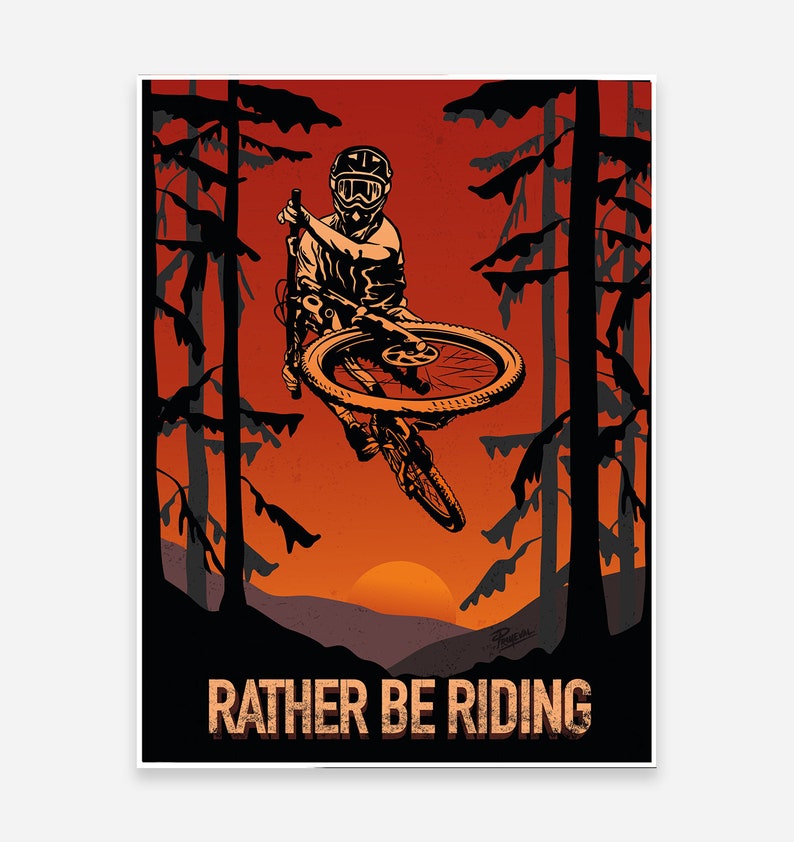 Mountain Bike Art Print 'rather Be Riding' MTB - Etsy