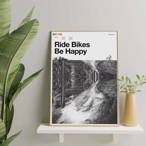 Ride Bikes Be Happy - Mountain Biking Art Print - Etsy