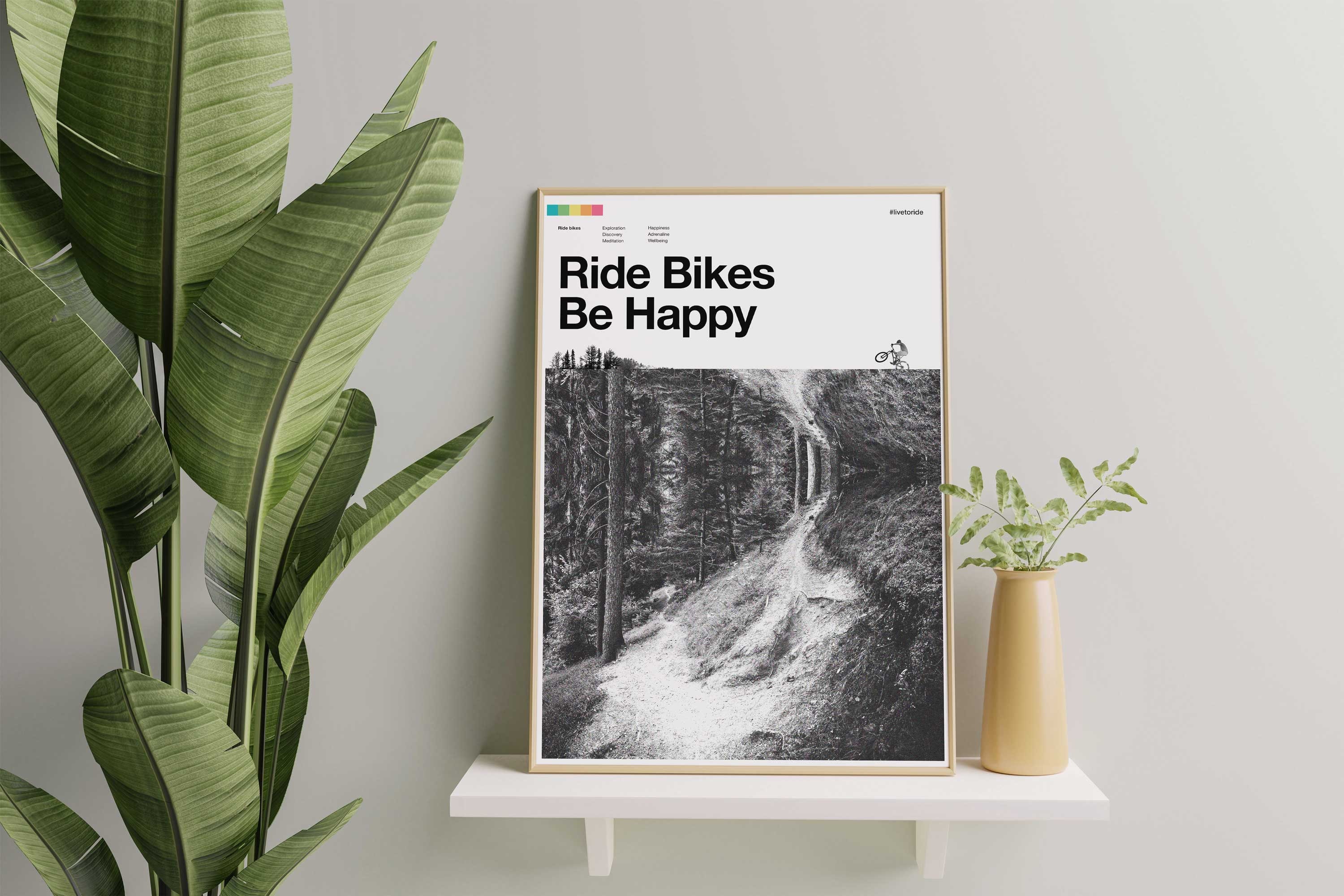 Ride Bikes Be Happy Mountain Biking Art Print - Etsy UK