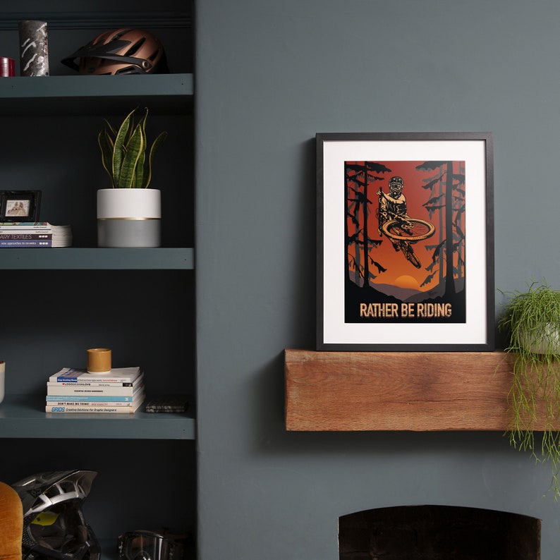Mountain Bike Art Print 'rather Be Riding' - MTB Poster - Etsy UK