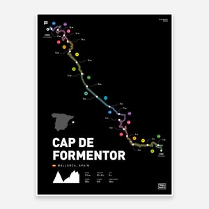 Cap De Formentor Road Cycling Art Infographic Print for Cyclists ...