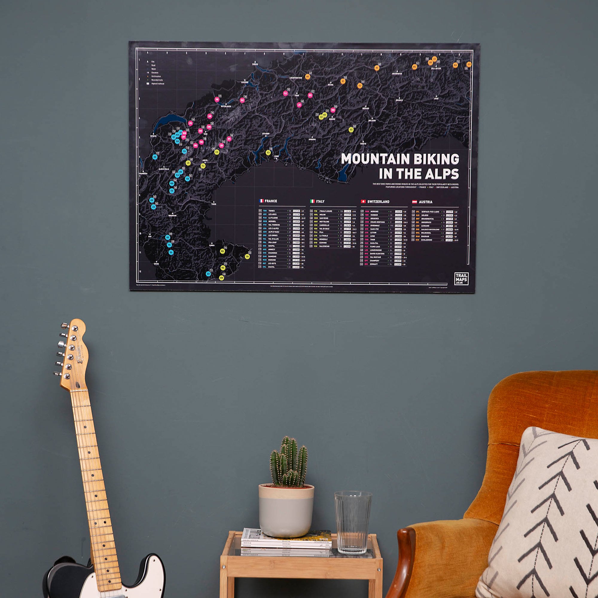 Mountain Bike Map of the Alps | Etsy