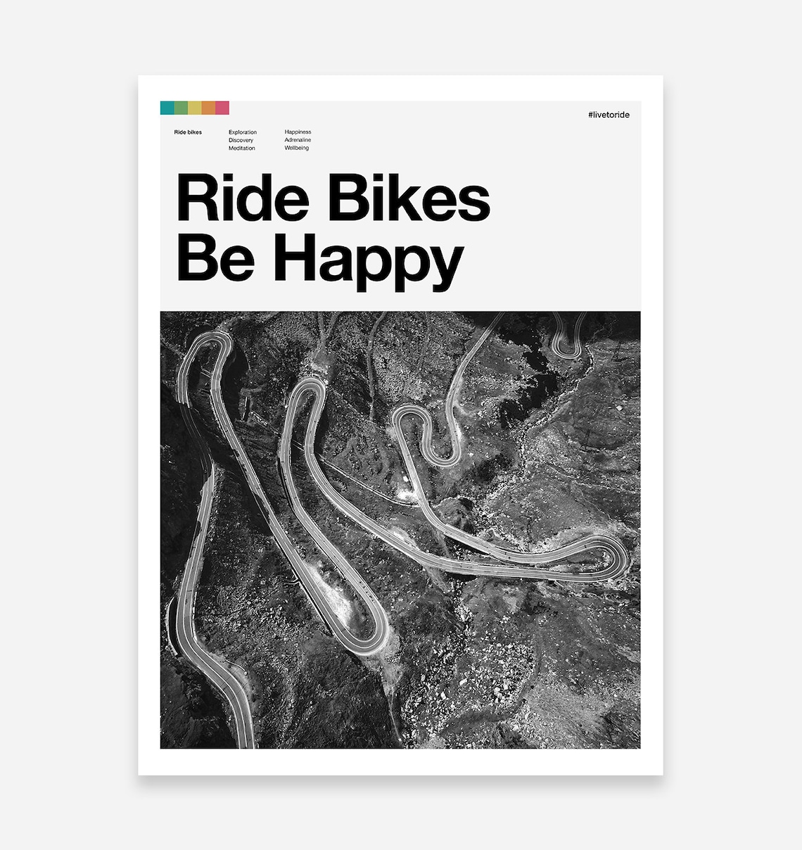 Road Cycling Art Print - Ride Bikes Be Happy - Etsy
