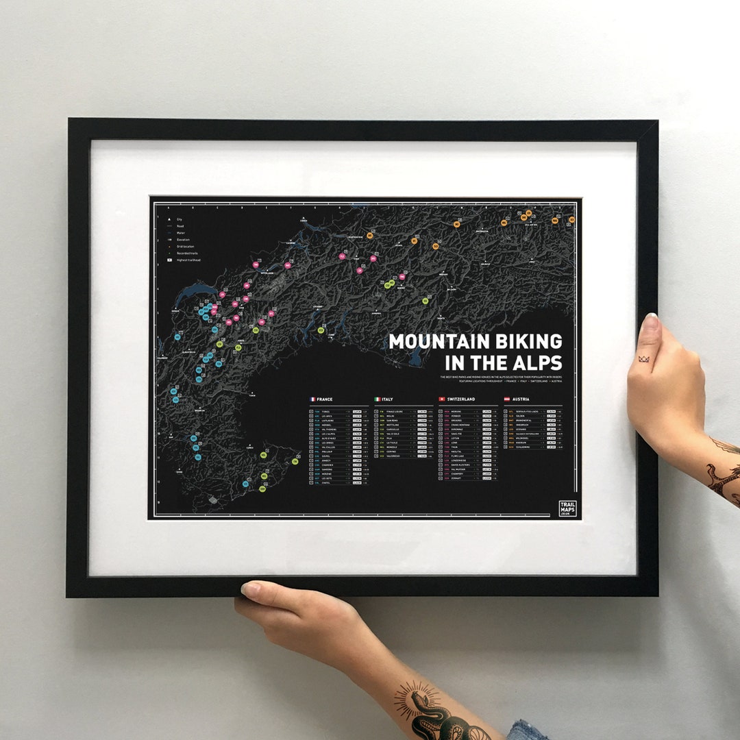 Mountain Bike Map of the Alps - Etsy