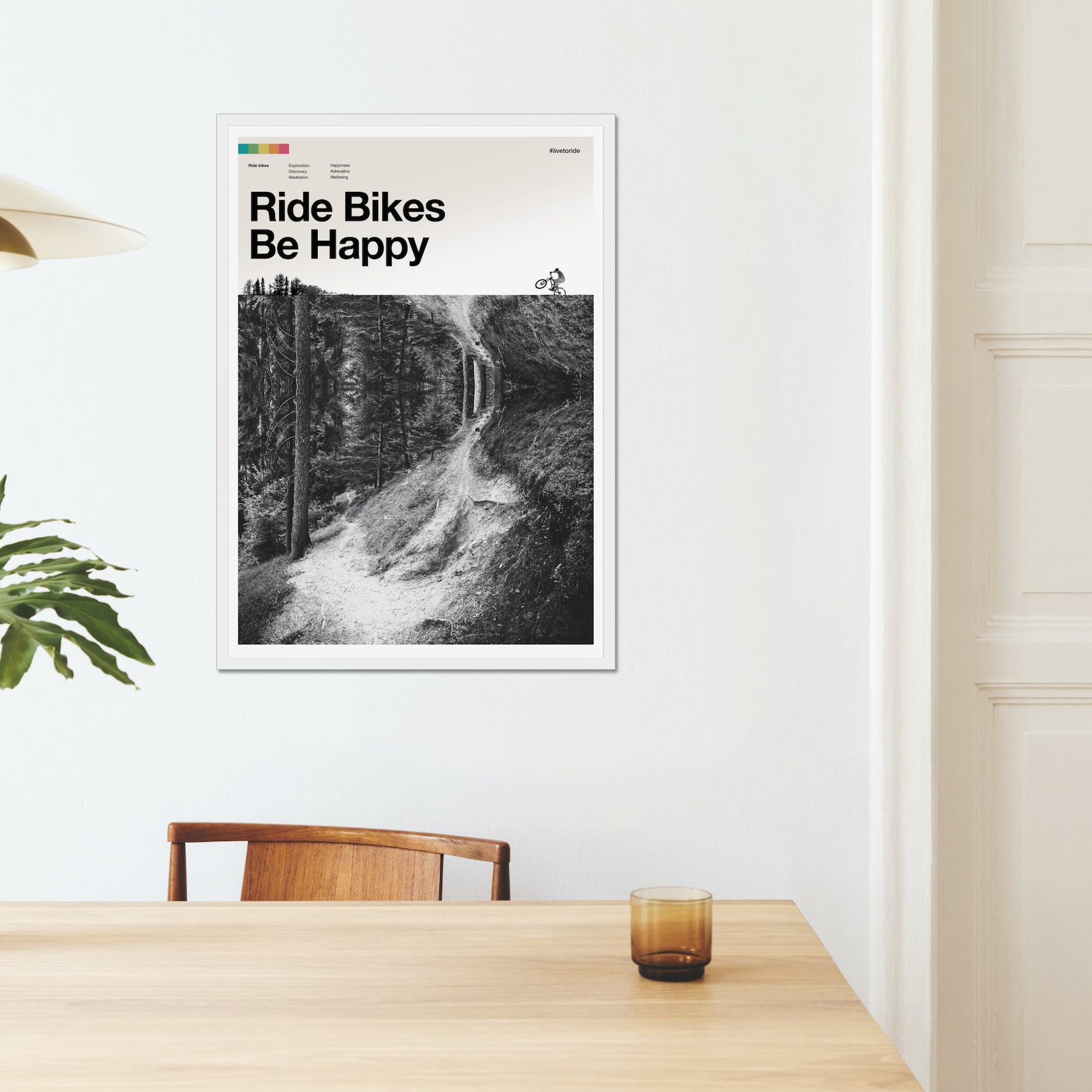 Ride Bikes Be Happy Mountain Biking Art Print - Etsy