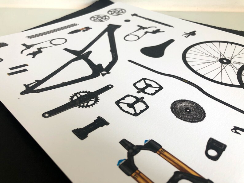 Mountain Bike Art Print 'the Build' MTB Poster | Etsy UK