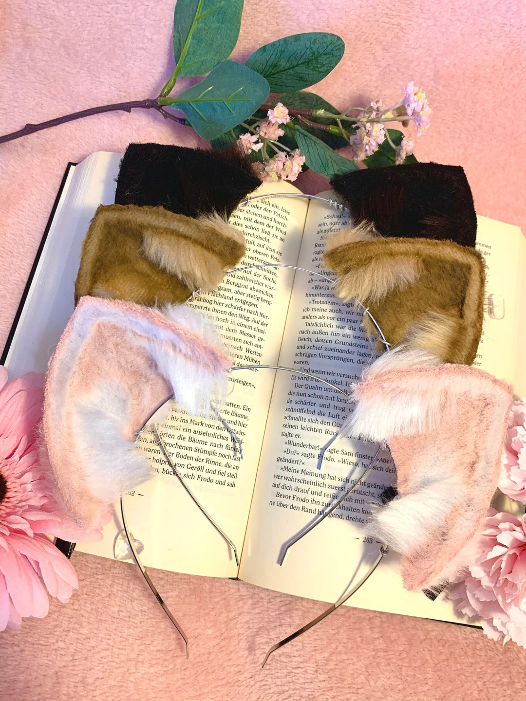 Basic Cat Ears for Cosplay Larp Costumes Handmade Brown White - Etsy