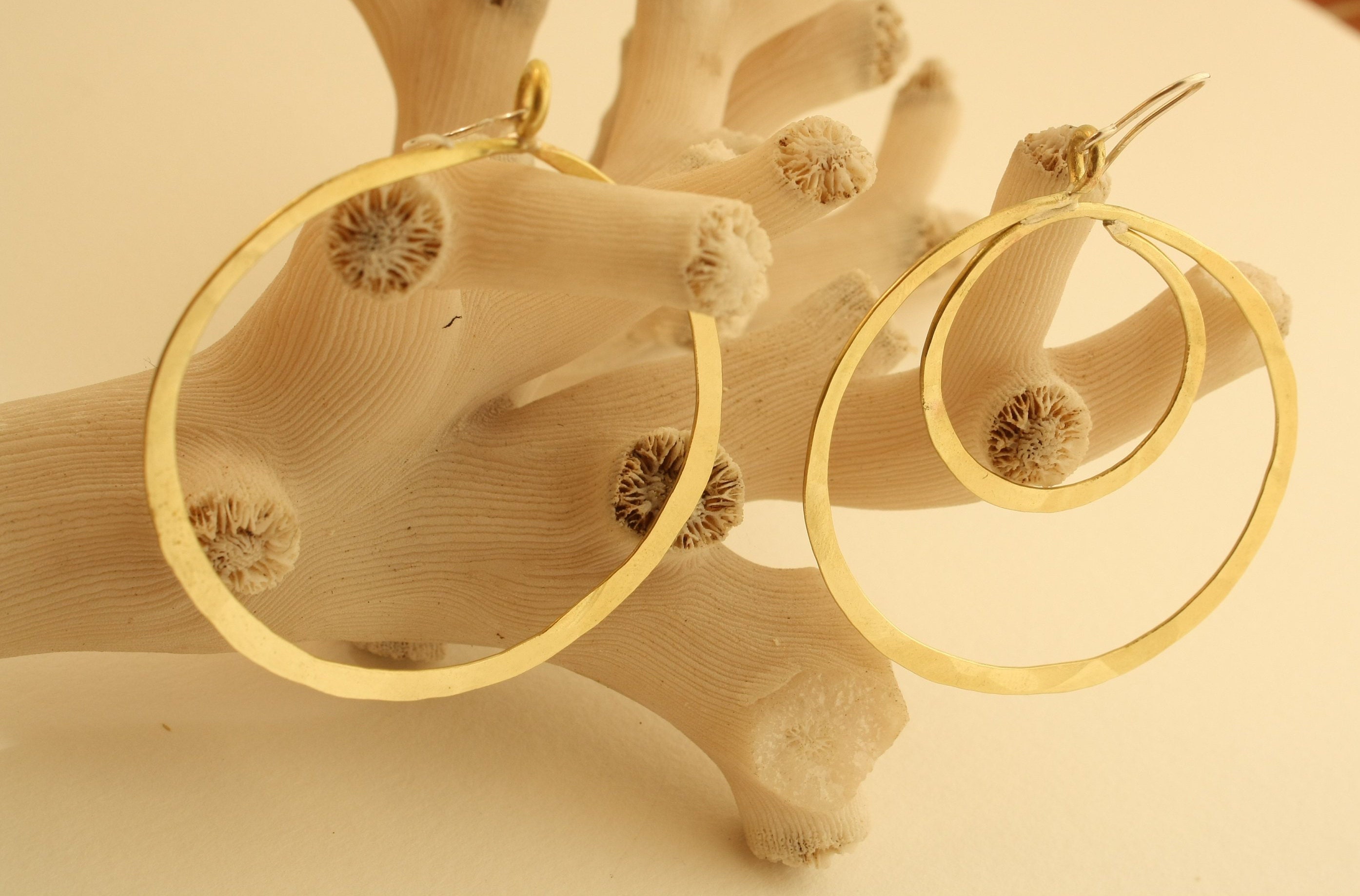 Brass Mismatch Earring Large Bronze Asymmetric Earring Big | Etsy