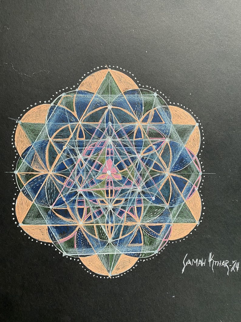 Seed of Life Drawing: Colored Pencil Sacred Geometry Art - Etsy