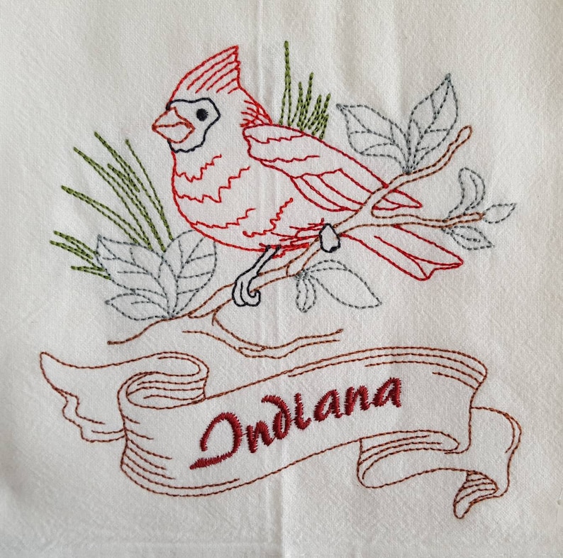 Indiana State Bird Cardinal OR State Flower Peony Machine - Etsy