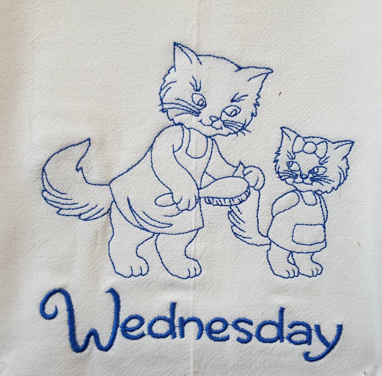 Colored Cats Days of the Week Machine Embroidered Flour Sack - Etsy