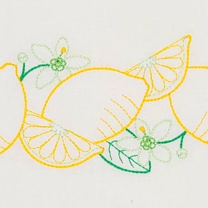 Lovely Lemon Border Machine Embroidered Flour Sack Dish Towel - Etsy