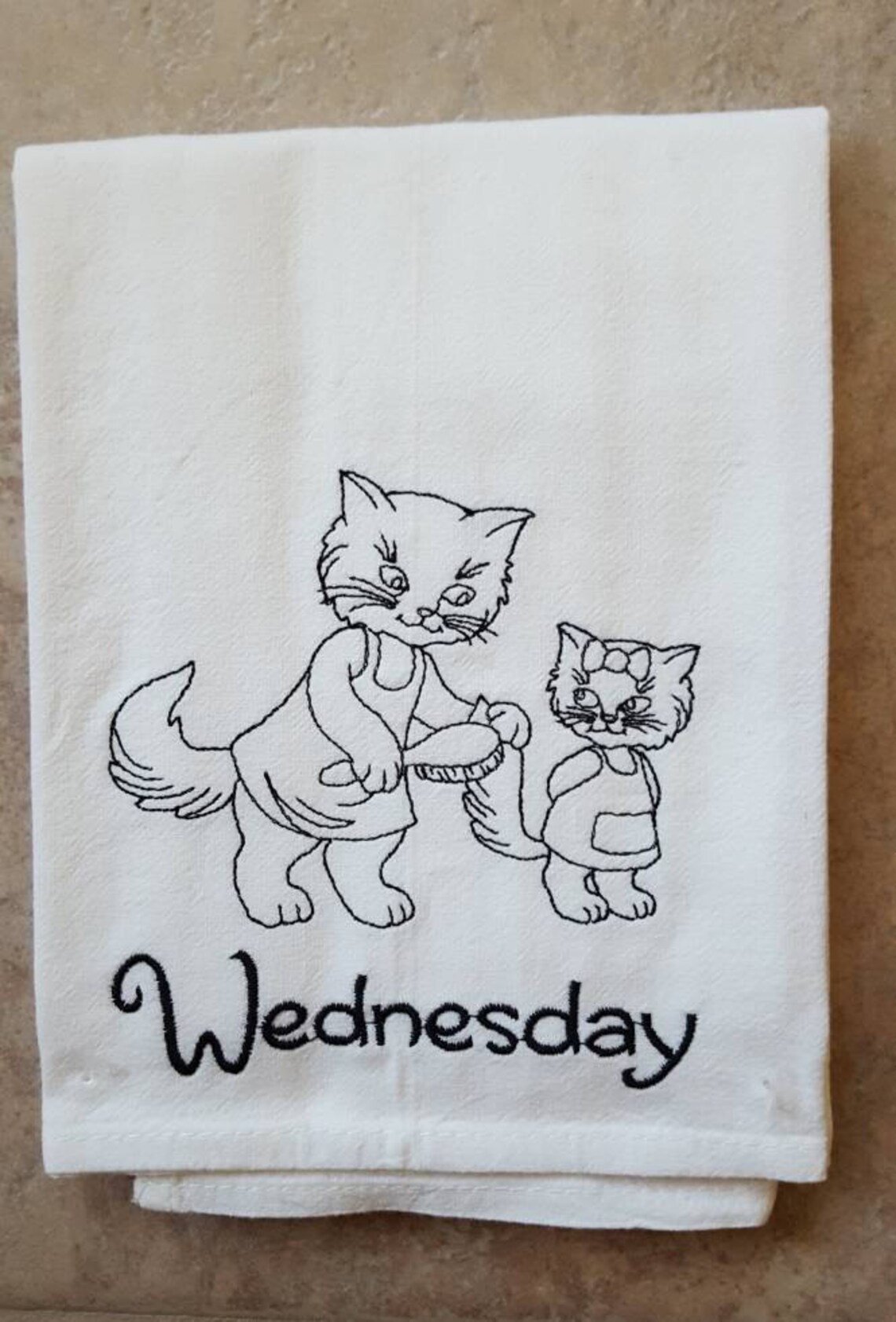 Black Cats Days of the Week Machine Embroidered Flour Sack | Etsy