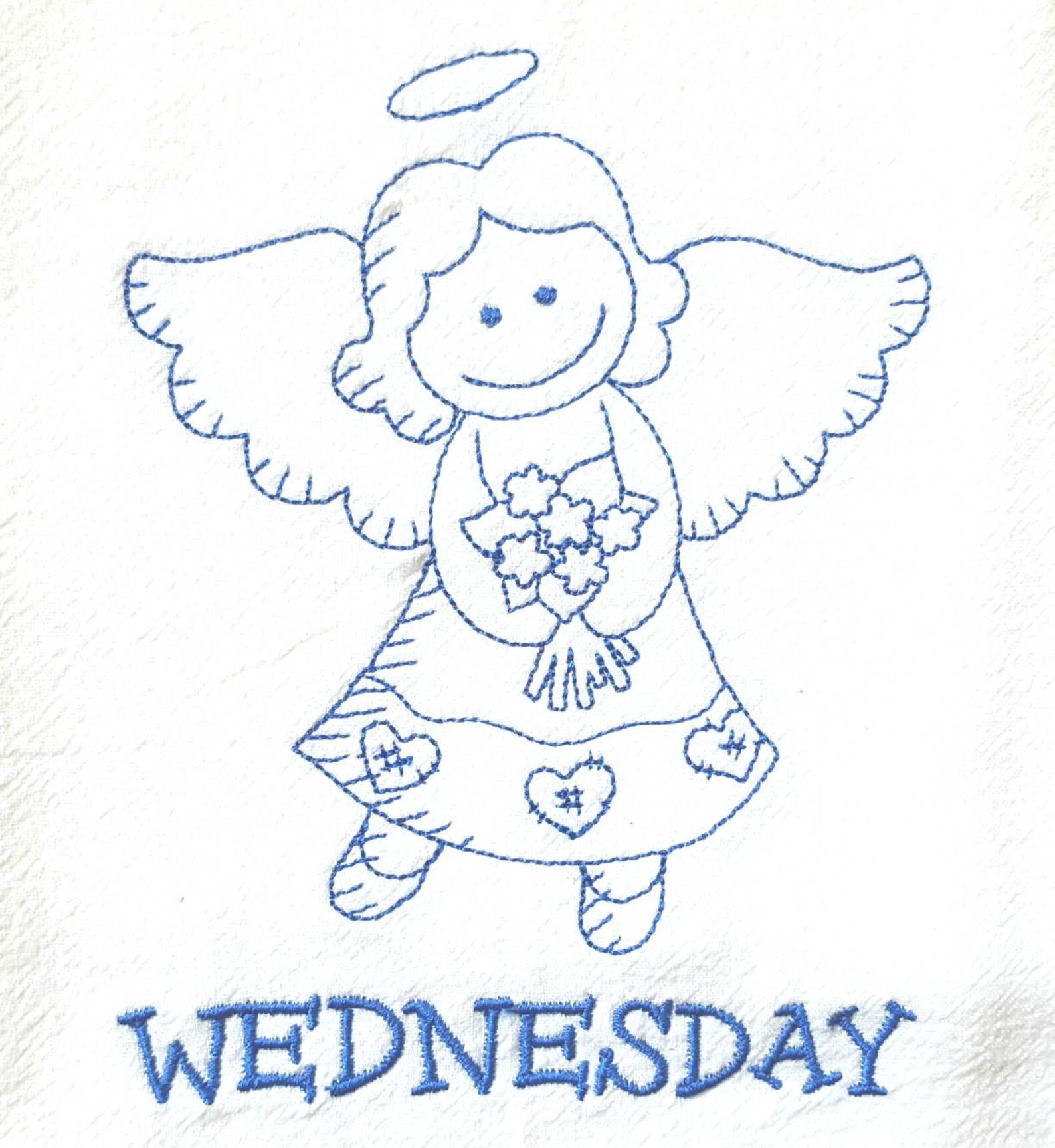 Colored Angels Days of the Week Embroidered Flour Sack Dish Towels - Etsy