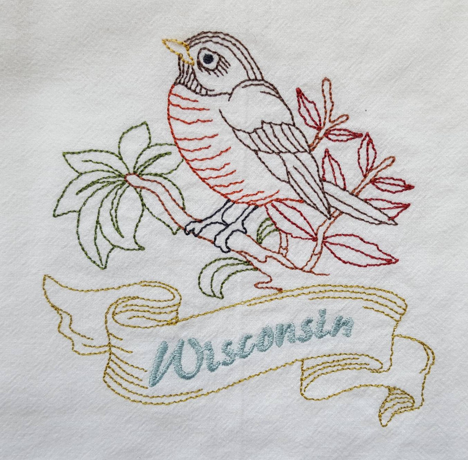 Wisconsin State Bird Robin OR State Flower Wood Violet Machine ...