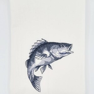 Yellow Perch Machine Embroidered Flour Sack Dish Towel - Etsy