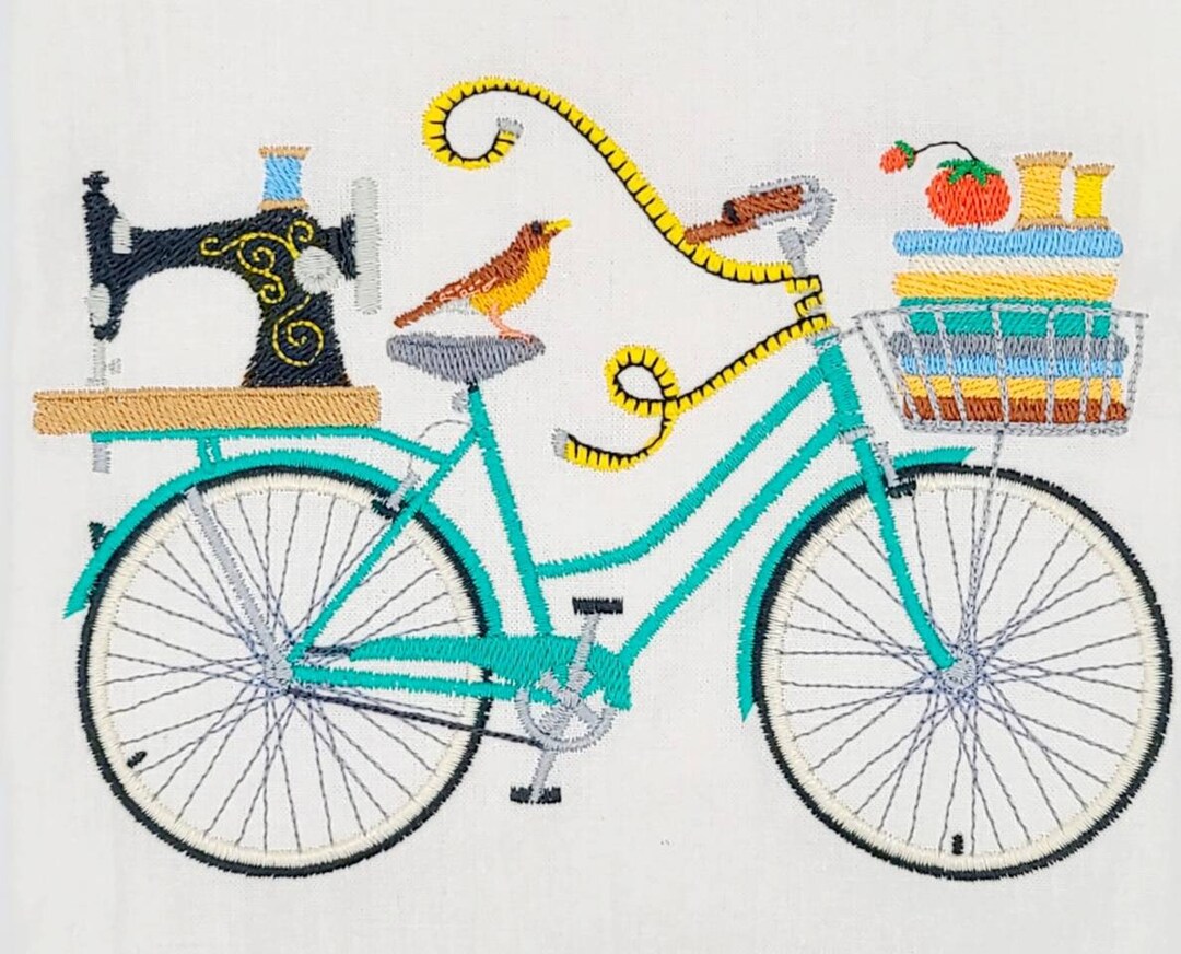 Crazy for Crafting Bicycle Machine Embroidered Flour Sack Dish Towel - Etsy