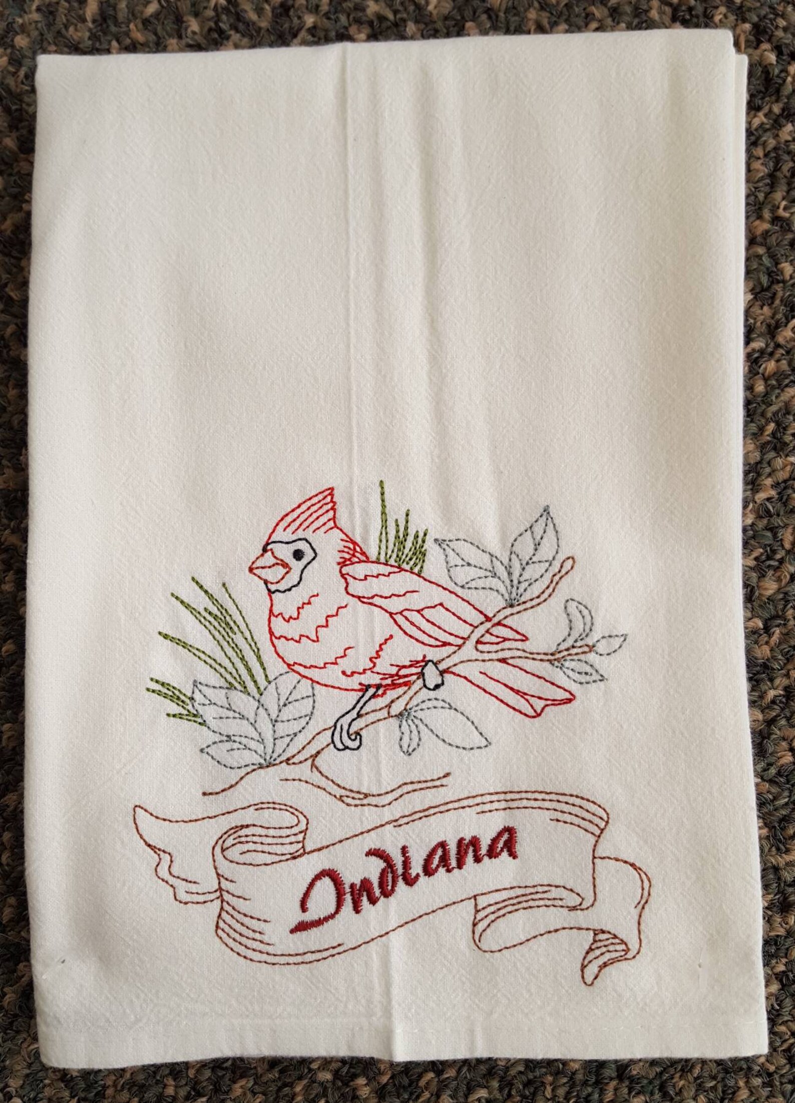 Indiana State Bird Cardinal OR State Flower Peony Machine Embroidered ...