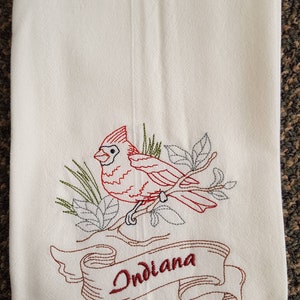 Indiana State Bird Cardinal OR State Flower Peony Machine Embroidered ...
