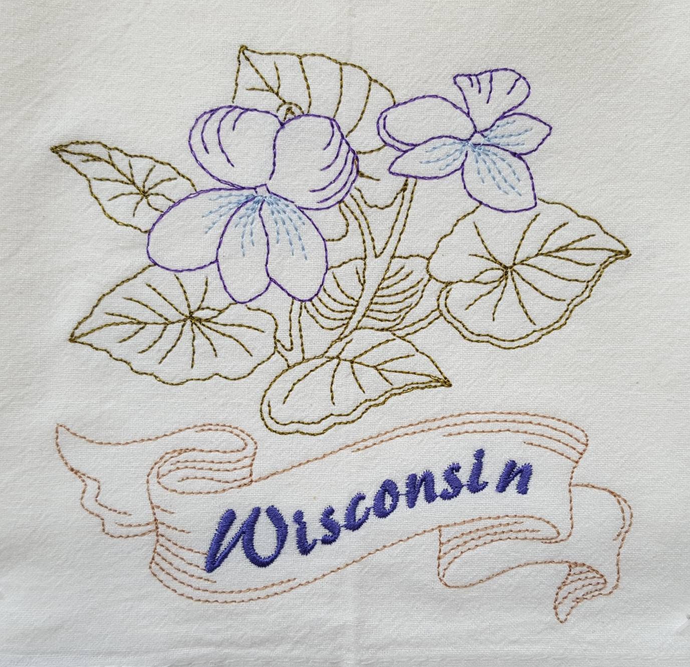 Wisconsin State Bird Robin OR State Flower Wood Violet Machine ...